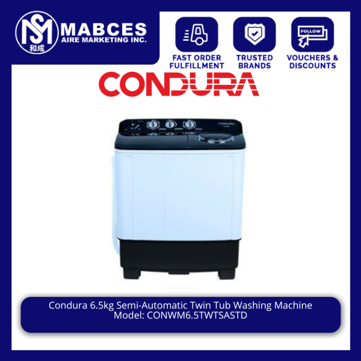 Condura 6.5kg Semi-Automatic Twin Tub Washing Machine CONWM6.5TWTSASTD ...