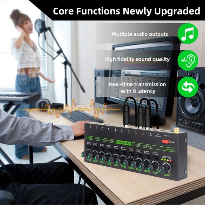 ReadyStock-Professional 10 Channel Sound Mixer Low Noise LED Sound ...
