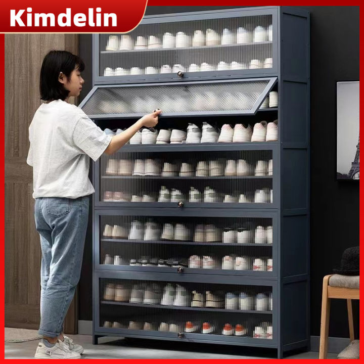 KIMDELIN 9/8/7ชั้นชั้นไม้รองเท้าตู้เก็บรองเท้าแก้วอะคริลิหลายชั้นที่ ...