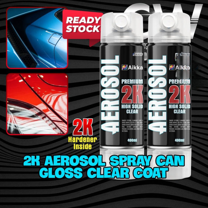 Aikka Premium High Solid 2K Clear Aerosol Spray Tin Coat Top Coat Clear DIY 2K High Gloss Clear ...
