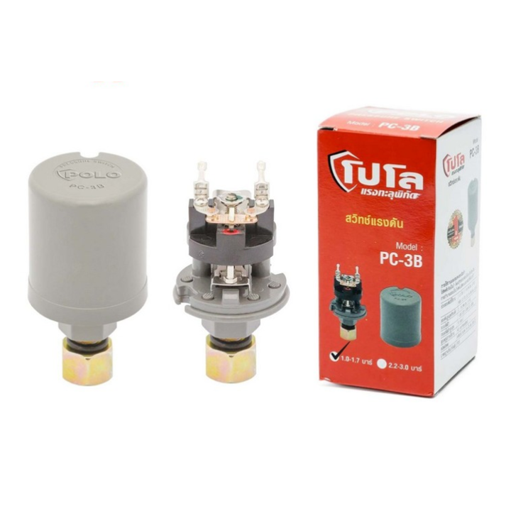 POLO สวิทช์แรงดันปั๊มน้ำ ทรงกระบอก ( Pressure Switch ) รุ่น PC-3B 1.0-1 ...