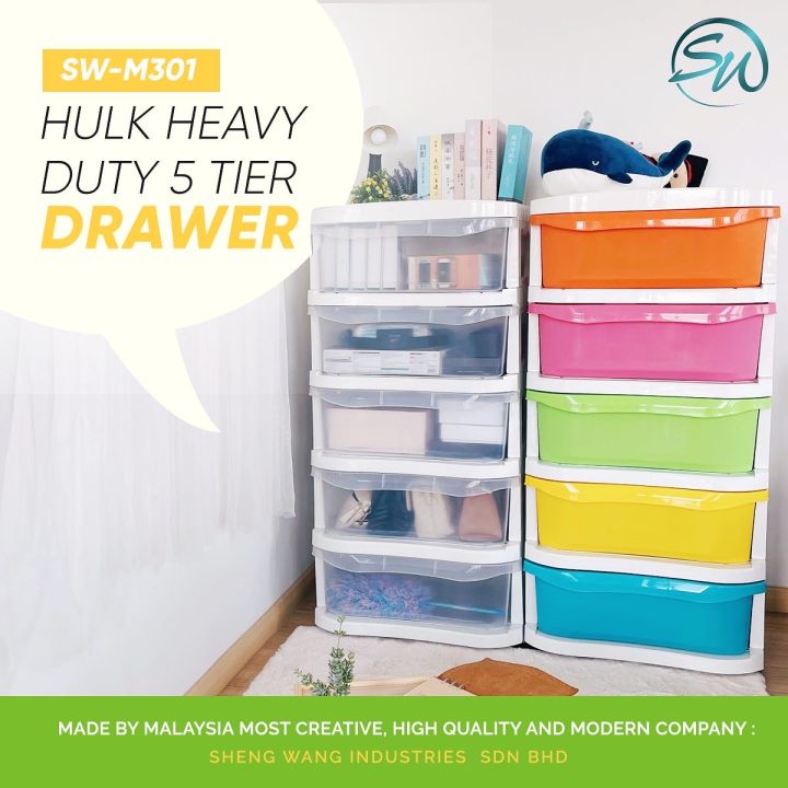 SW Heavy Duty Large 5 Tier Drawer Organizer Storage Box Multi-layer ...