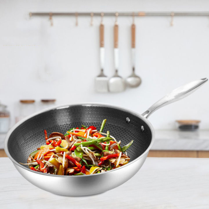 Free Life 30cm Stainless Steel Nonstick Frying Pan Honeycomb Shallow ...