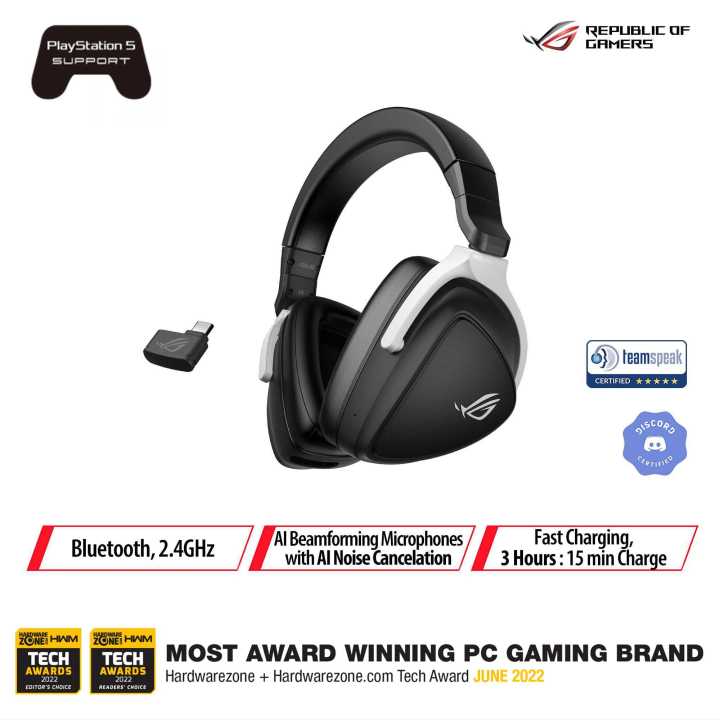 ROG Delta S Wireless Lightweight wireless gaming headset with 2.4 GHz ...