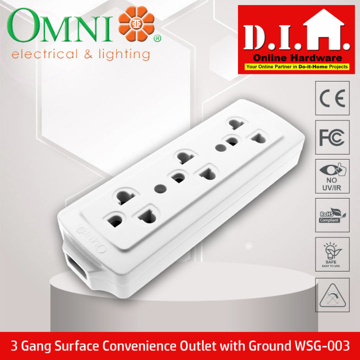 Do-it-Home OMNI 3 Gang Surface Convenience Outlet with Ground Model WSG ...