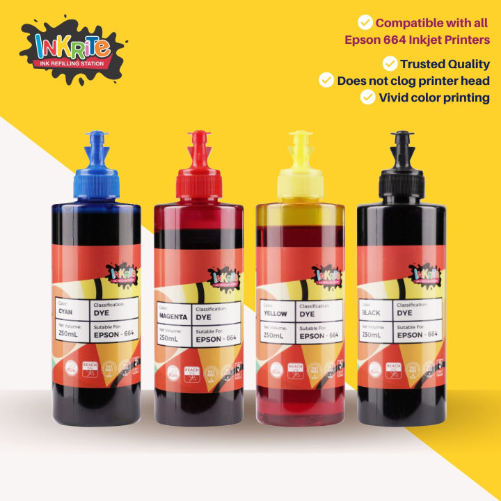 Inkrite Ink for Epson L-Series 664 Inkjet Printers, 250 ml | Lazada PH