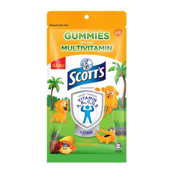 SCOTT'S Multivitamin Gummies Tropical Bone, Teeth & Eye 15S | Lazada