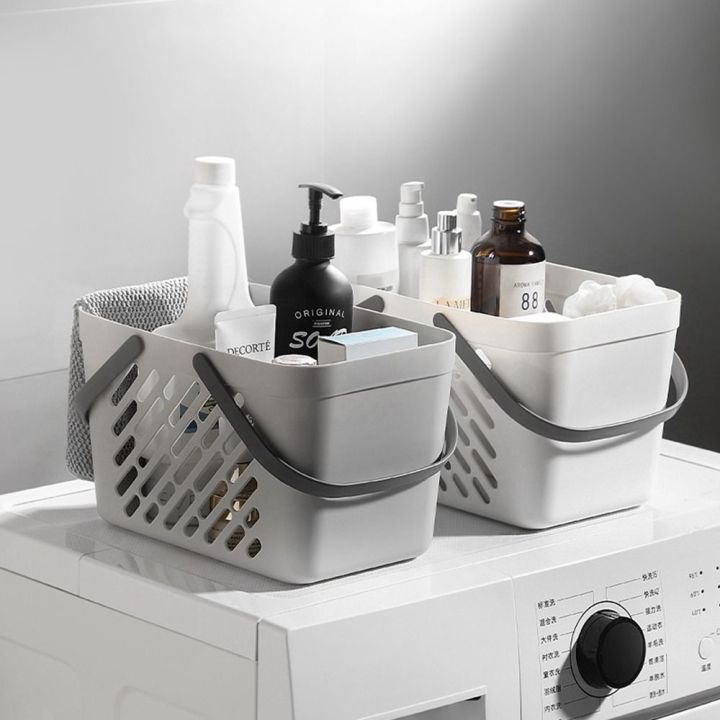 SDFBN พลาสติกทำจากพลาสติก ตะกร้าอาบน้ำอาบน้ำ จุได้มาก ขาว/เทา กล่องเก็บ ...