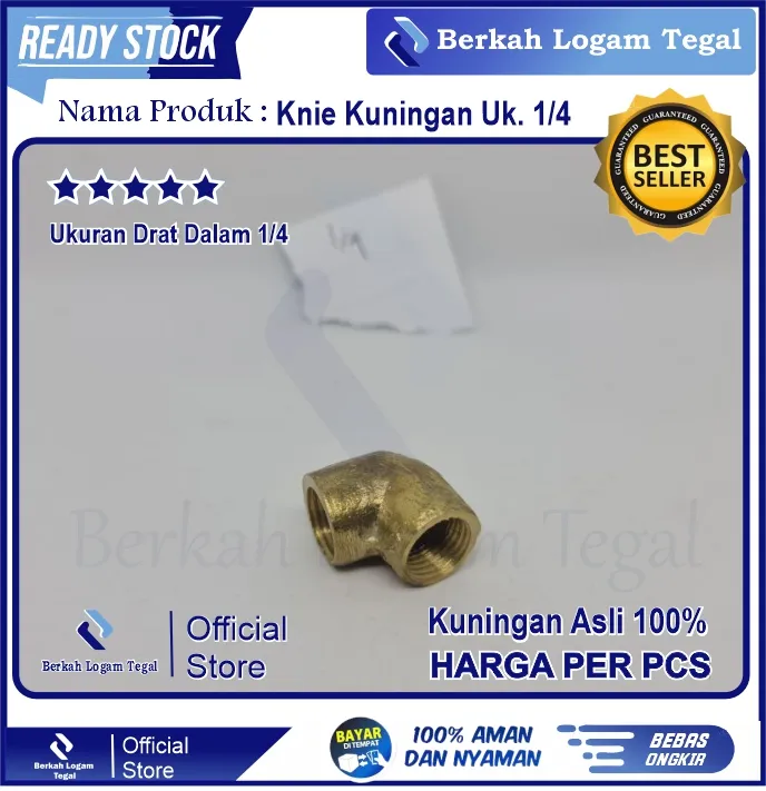 Keni Drat / Elbow Kuningan / Knee L Belokan Ukuran 1/4 Kuningan Asli ...