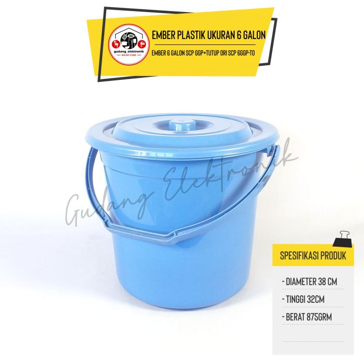 Ember Plastik Murah Ukuran 6 Galon Kapasitas 25 Liter Warna Biru ...
