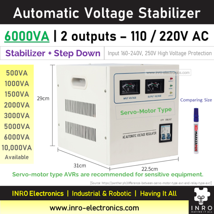 [6000VA] 110V & 220V Automatic Voltage Regulator / Stabilizer + Step ...