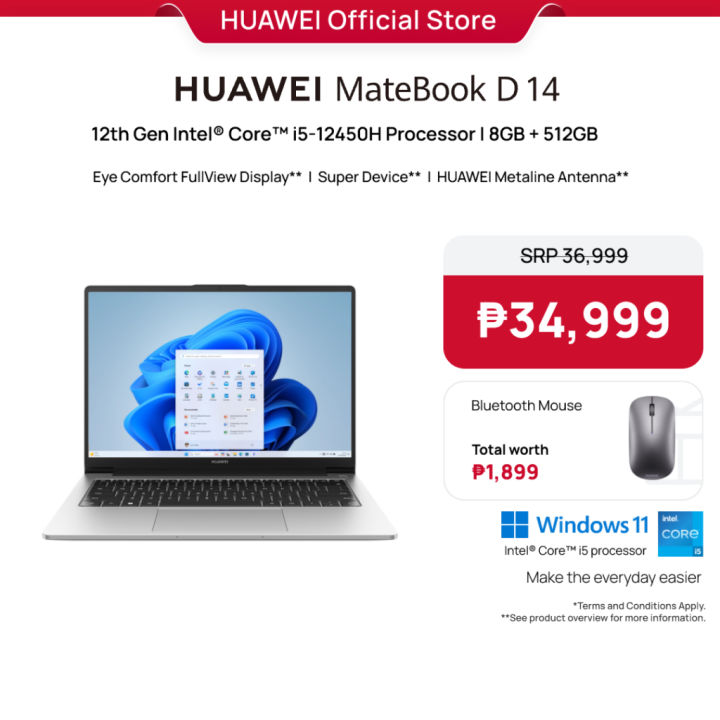 HUAWEI MateBook D 14 2024 Laptop | 12/13th Gen Intel® Core™ i3/i5 ...