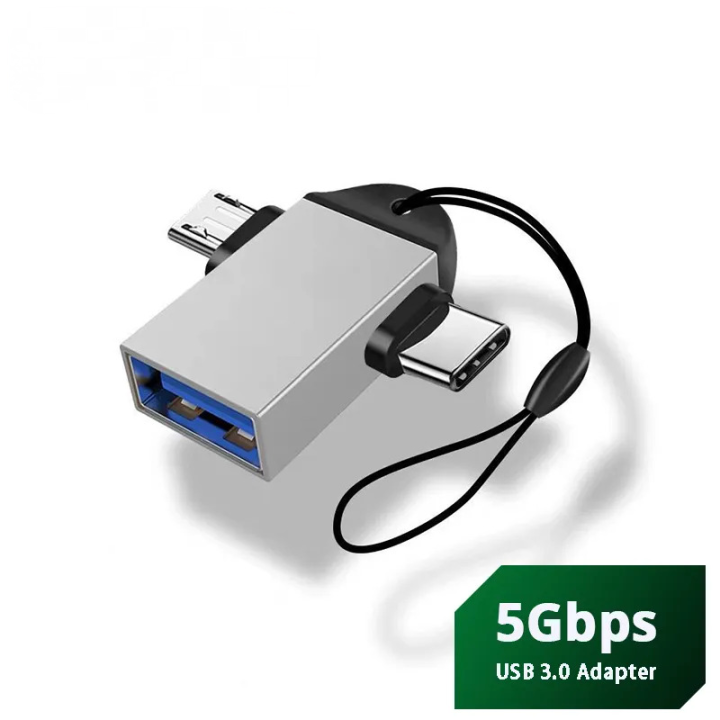 2 In 1 OTG Adapter USB 3.0 Female To Micro USB Male and Type C Male ...