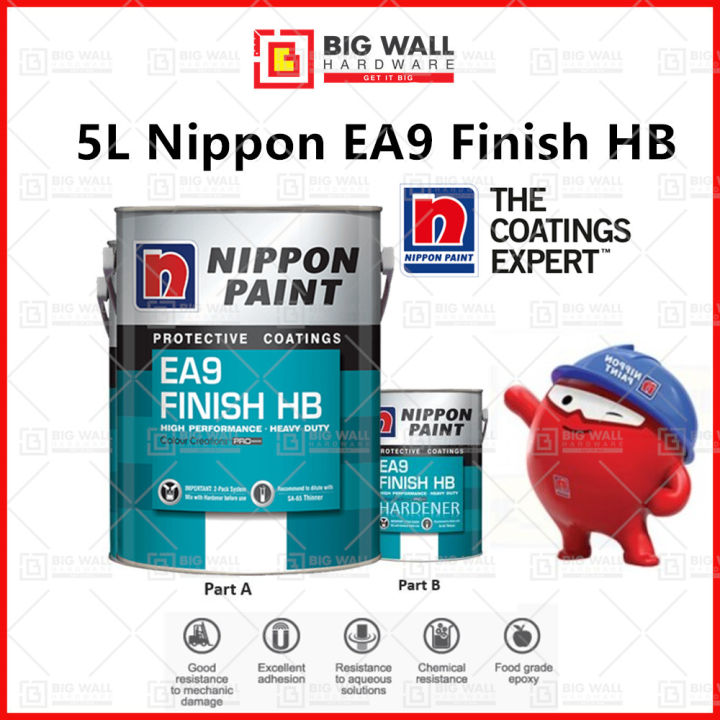 5L Nippon Paint EA9 Finish HB High Performance Heavy Duty Floor Paint Protective Coating (Epoxy ...