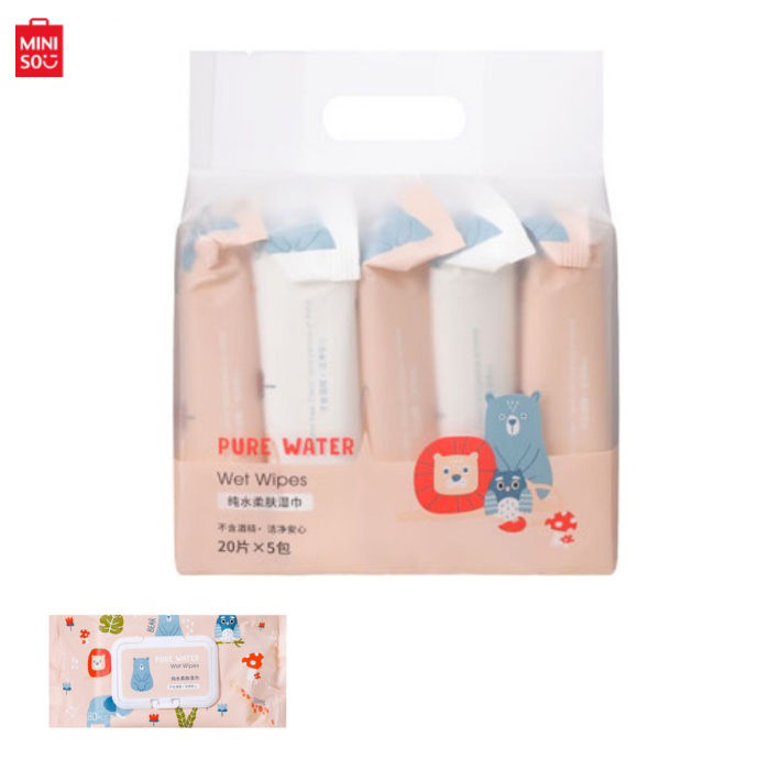 Miniso Forest Family Series Wet Wipes 80 Wipes / 20 Wipes 5 Packs Baby ...