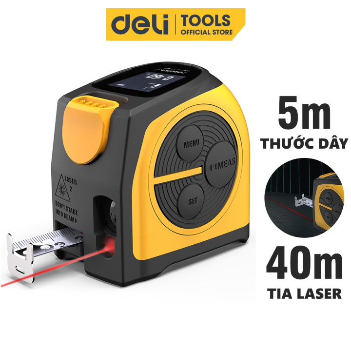 Thước Đo Khoảng Cách Laser Kết Hợp Thước Dây Thép Deli - Đo Laser 40m ...