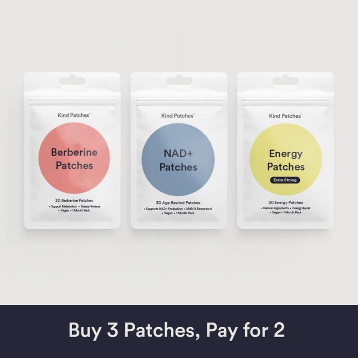 Kind Patches Hero Bundle, Berberine Patches + NAD+Patches + Energy ...