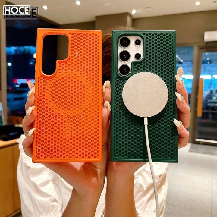 HOCE Luxury Heat Dissipation Magnetic Phone Cases For Samsung S24 Ultra S22 Plus S23 FE Cooling ...