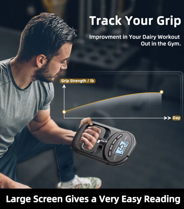 Grip Strength Tester 265Lbs/120Kg Digital Hand Dynamometer Grip ...