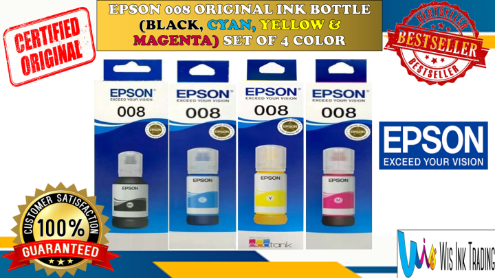 EPSON 008 ORIGINAL INK BOTTLE (BLACK, CYAN, YELLOW & MAGENTA) SET OF 4 ...