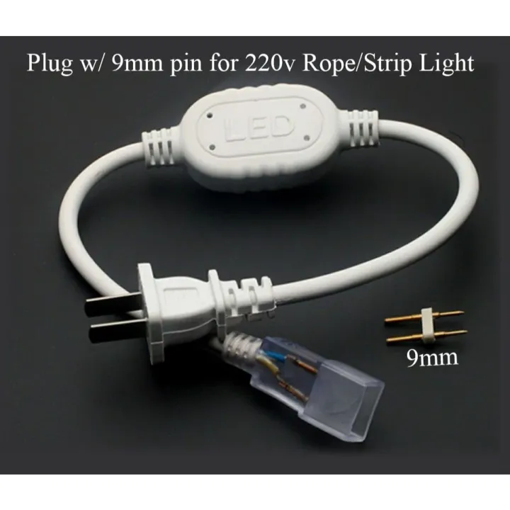 BuildCore AC Plug for 220v Rope Light / Strip Light 9mm ( Waterproof ...