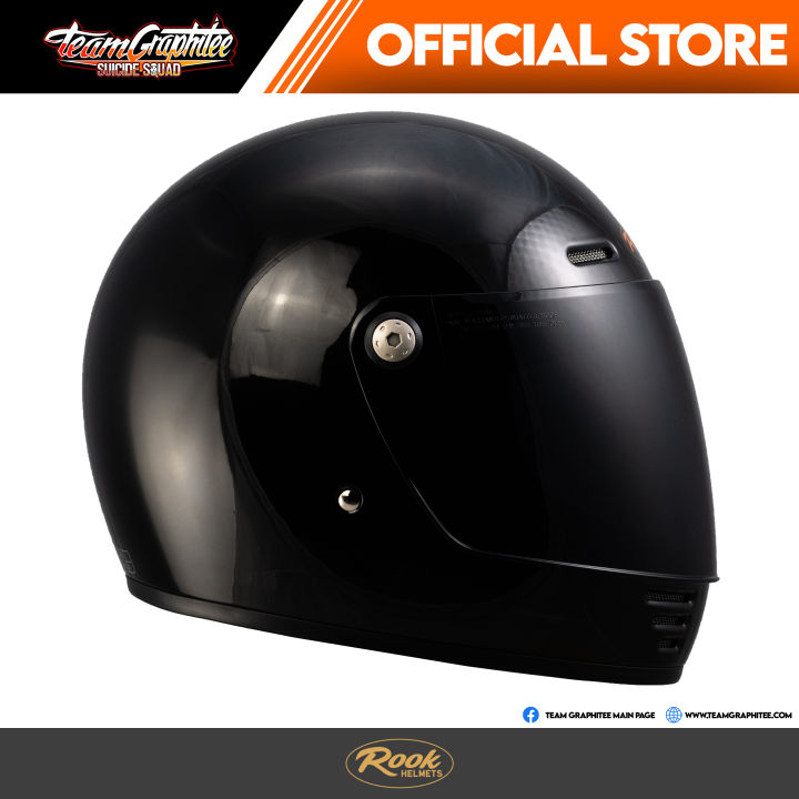 ROOK V152 GLOSSY BLACK (SMOKE LENS) FULL FACE SINGLE VISOR WITH FREE ...