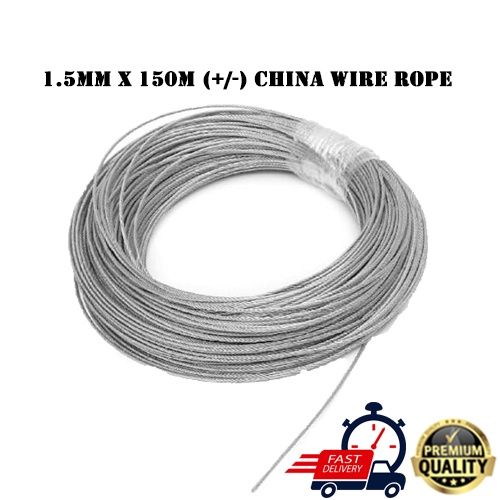1.5MM X 150M (+/-) CHINA WIRE ROPE GALVANISED IRON WIRE STEEL ROPE | Lazada