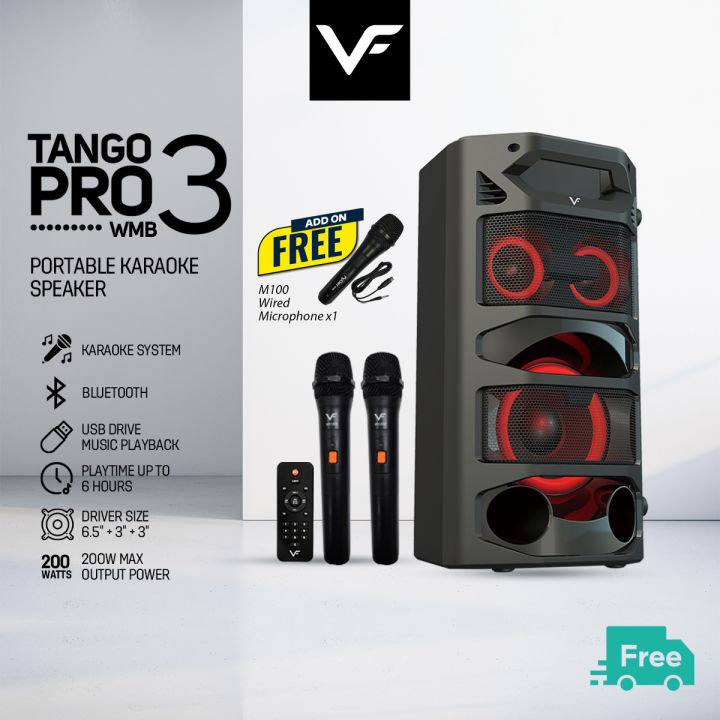 Vinnfier VF Tango Pro 3 WMB Portable Speaker with Karaoke System Bluetooth FM Radio USB Drive ...
