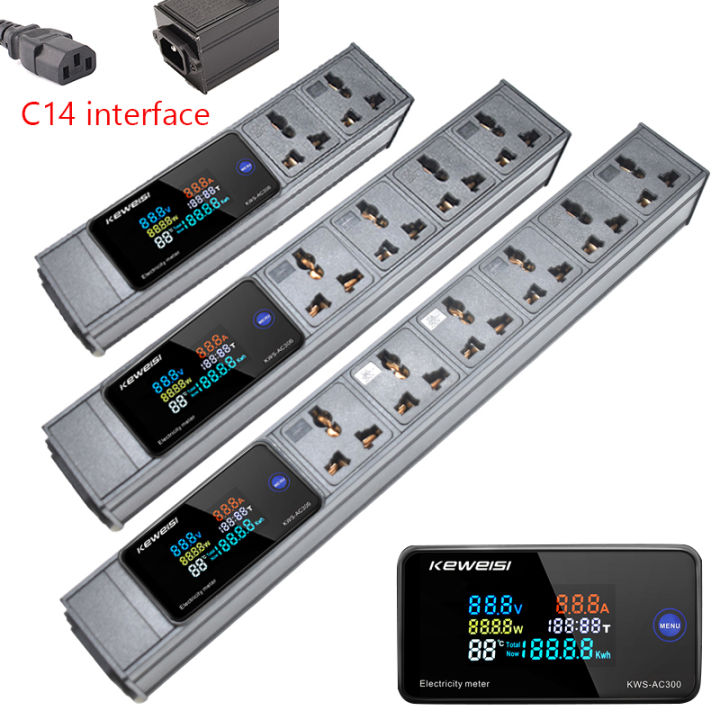 C14 Interface Pdu Power Strip 2 14 Ways Universal Power Socket Extension Digital Voltmeter Power