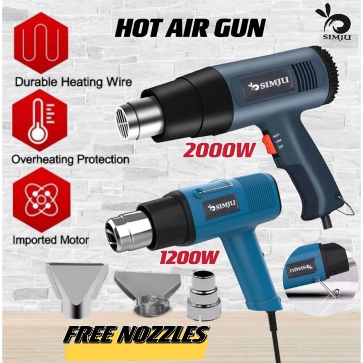 SIMJU 2000W Hot Air Gun With High Low Air Speed Heavy Duty Heat Gun ...