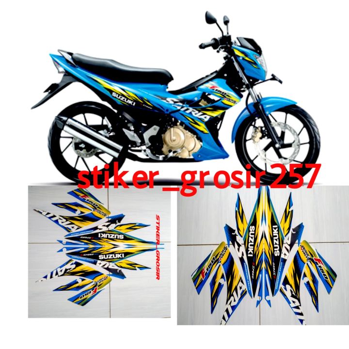 STIKER STRIPING LIS BODY SATRIA FU F150 FACELIFT 2013 2014 BIRU KUNING ...