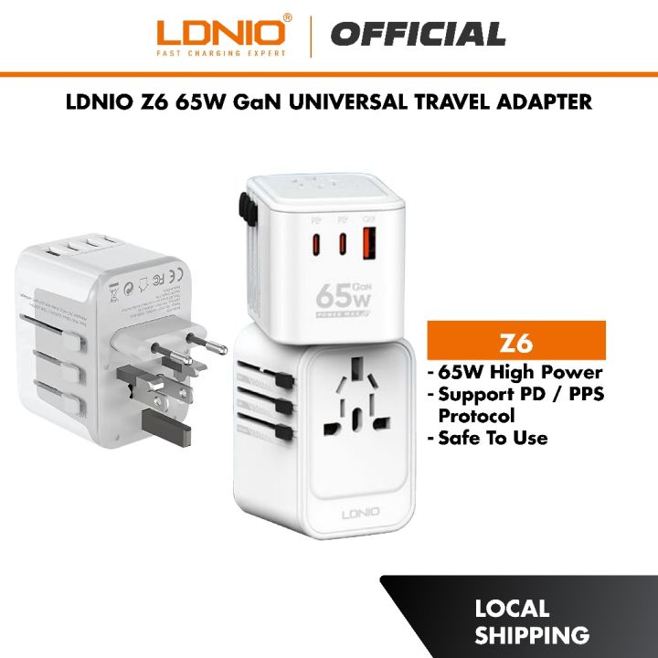 LDNIO Z6 65W GAN UNIVERSAL TRAVEL ADAPTER PD 65W + QC3.0 SUPER FAST ...