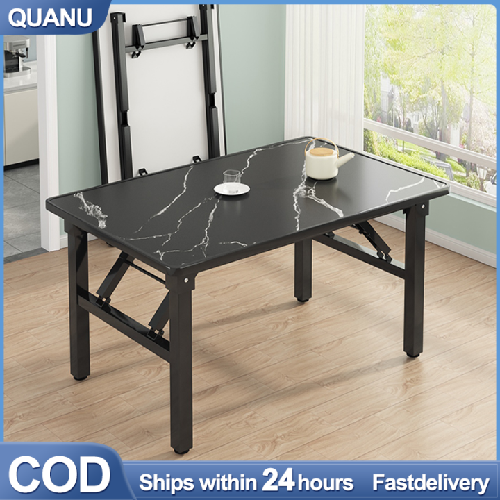 QUANU 【No Need Install】Foldable Table Marble Texture Foldable Banquet ...