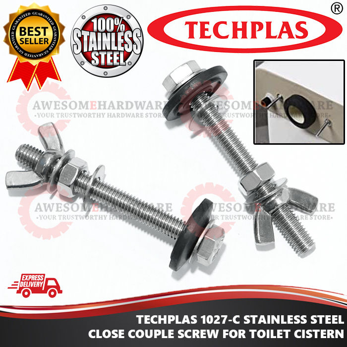 TECHPLAS 1027-C TOILET CISTERN CLOSE COUPLE STAINLESS STEEL SCREW SET ...