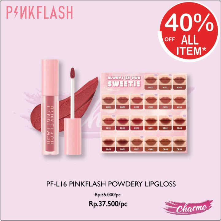 (READY & ORI) Pinkflash Pink Flash Powdery Lipgloss Lip Gloss PF L16 ...