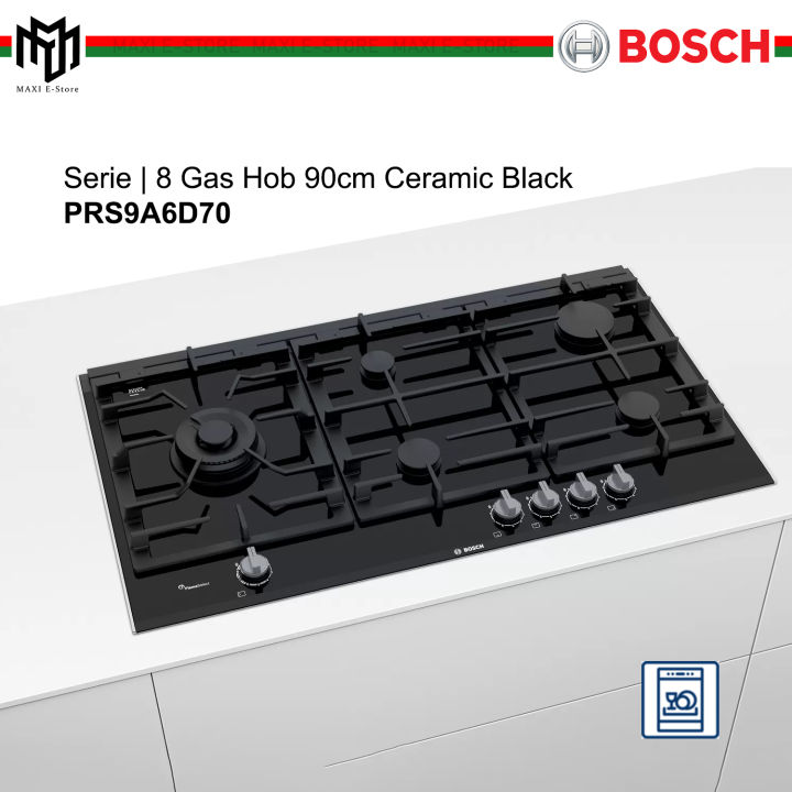 Bosch PRS9A6D70 Serie | 8 Gas Hob 90cm Black Ceramic 5 Gas Burner ...