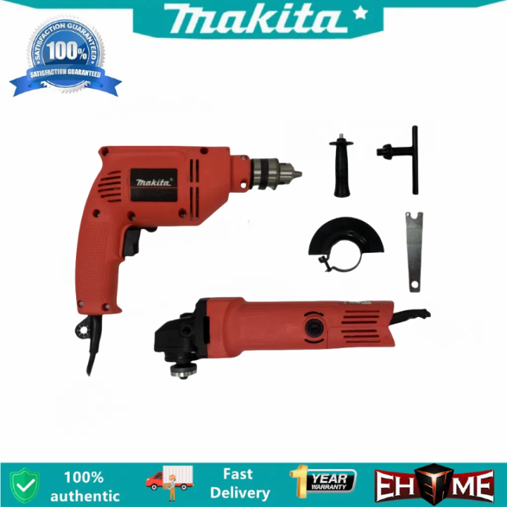 Makita 2Pcs Grinder With Impact Drill Set Red blue Hammer Angle Grinder ...