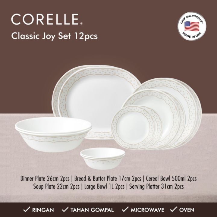 Corelle Classic Joy Dinner Set / Set Piring Makan 12pcs | Lazada Indonesia