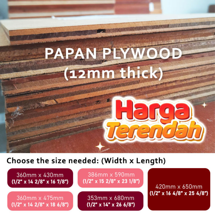 WARMLUMBER 12mm Ply Wood Board Papan Plywood DIY Papan Lapis Plywood ...