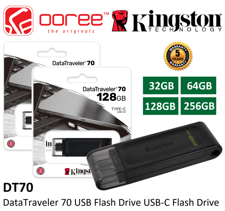 KINGSTON DT70 DATA TRAVELER USB-C FLASH DRIVE PENDRIVE THUMBDRIVE WITH USB 3.2 GEN 1 SPEED ...