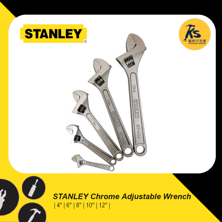 STANLEY Chrome Adjustable Wrench ( 4" | 6'' | 8'' | 10'' | 12'' ) | Lazada