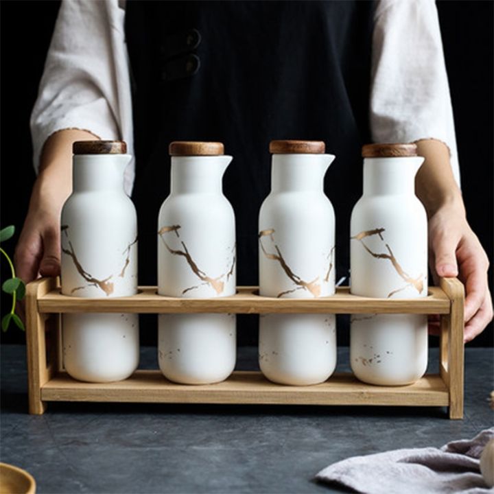 （orange kitchen） 380ml Ceramic Olive Oil Dispenser Bottle Marble Pot ...