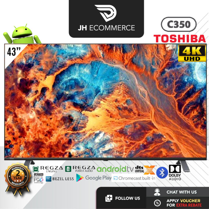 Toshiba 43 Inch 4K UHD Android TV 43C350KP | Bezel Less Design ...