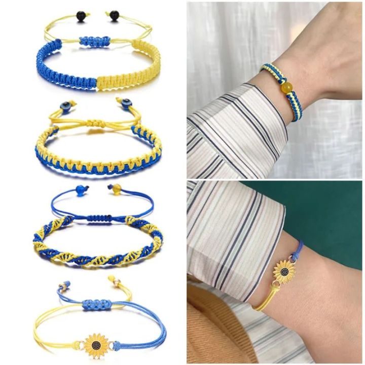 Charm Yellow Blue Ukraine Bracelets For Women Men Handmade Ukrainian ...