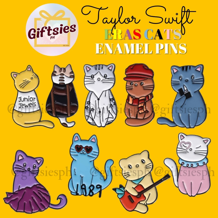 Taylor Swift Eras inspired CAT enamel pin w/ FREE STICKERS TS merch ...