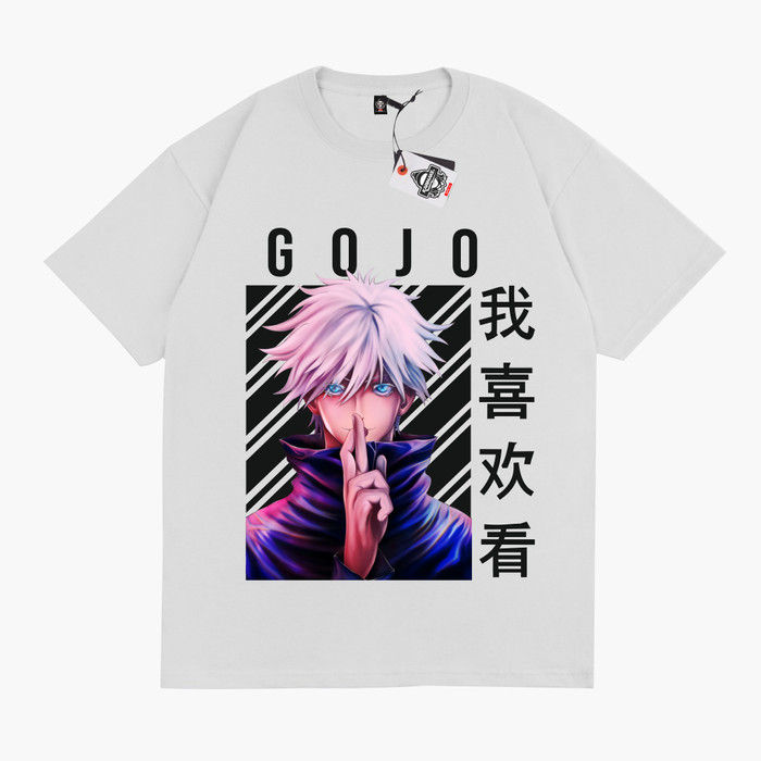 JUJUTSU KAISEN GOJO SATORU V3 Kaos Anime - Karimake HITAM เสื้อยืดคอกลม ...