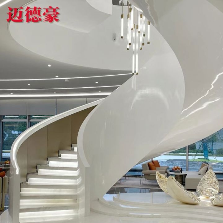 Luxury outdoor stairs Small-sized steel-wood spiral stairs Duplex building whole attic spiral ...