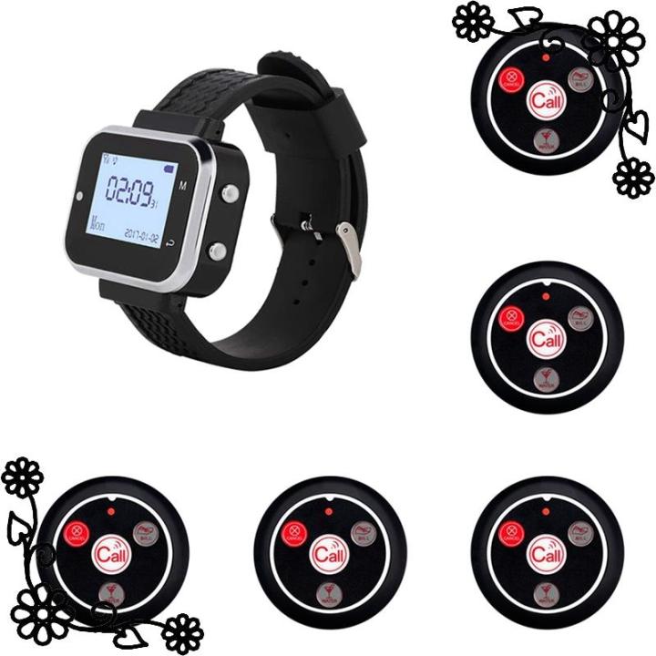 Sunshineyou-5 Call Button 1 Wrist Watch Pager Restaurant Wireless Calling System Transmitter ...
