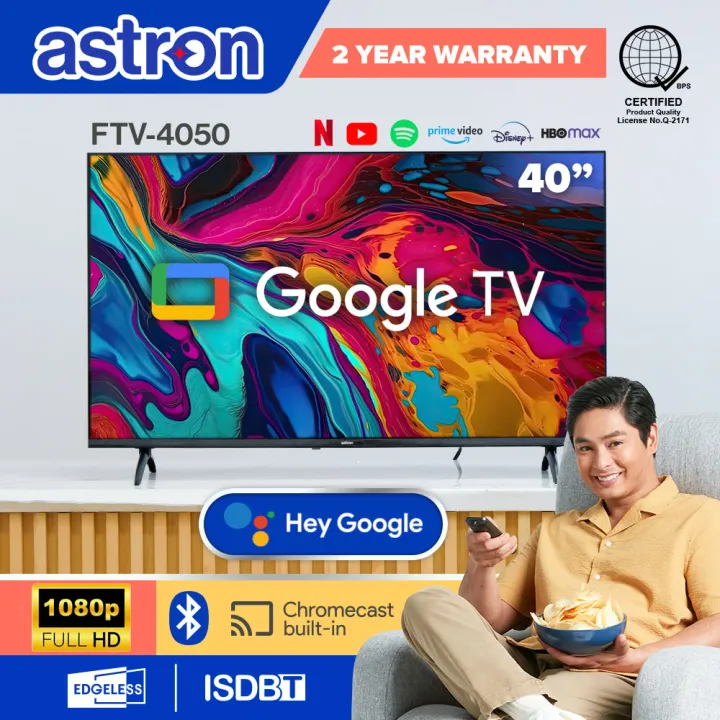 Astron FTV-4050 Google TV | FULL HD | Hey Google | Built-in Chromecast ...