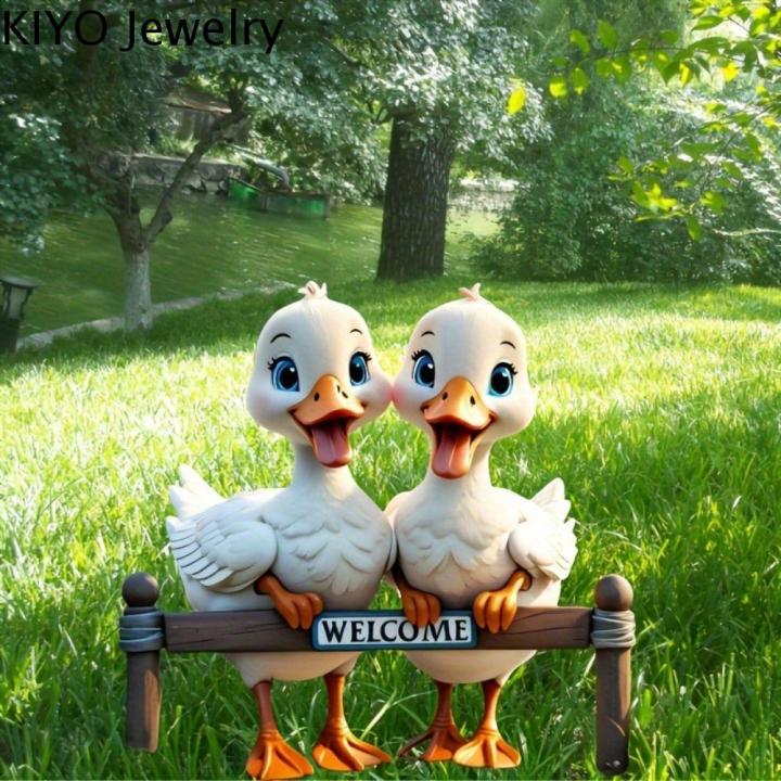 KIYO Acrylic Duck Garden Pile 2D Cute Garden Floor Plugs Crafts Cartoon ...